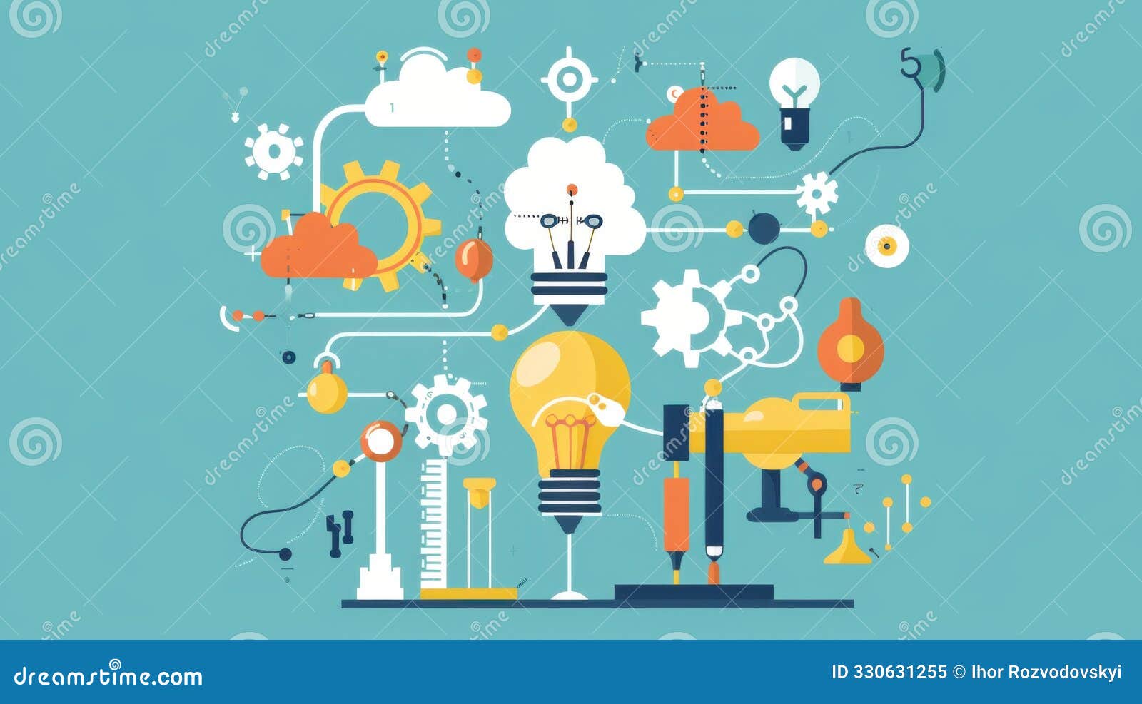 Flat Design Concept Illustration with Experimental Thinking of Idea Lab ...