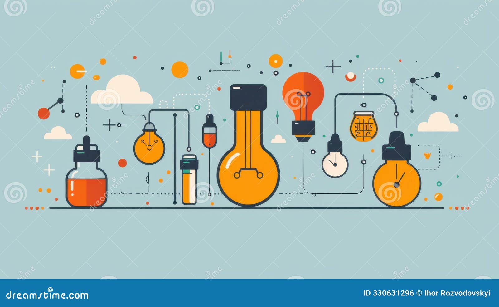 Flat Design Concept Illustration with Experimental Thinking of Idea Lab. Stock Illustration ...