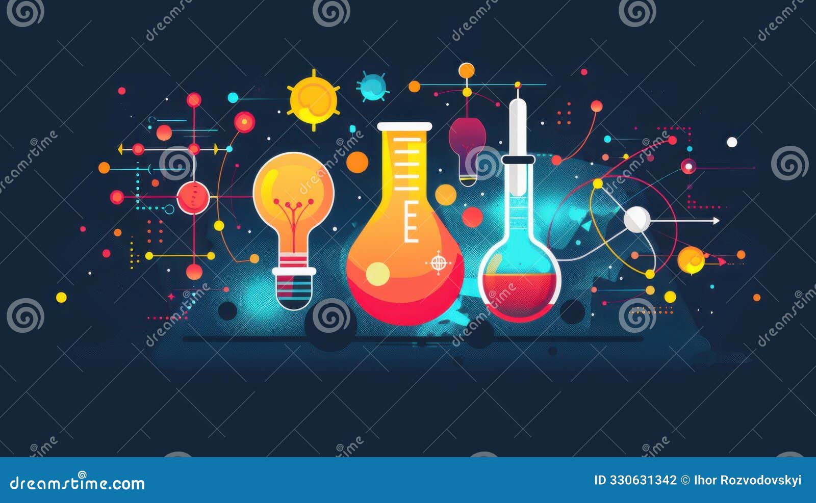 Flat Design Concept Illustration with Experimental Thinking of Idea Lab ...