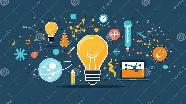 Flat Design Concept Illustration with Experimental Thinking of Idea Lab ...