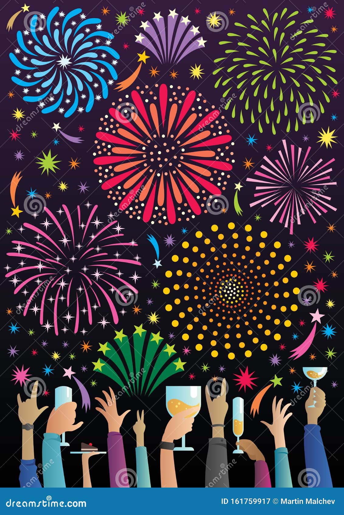 Celebration with Fireworks stock vector. Illustration of positive ...