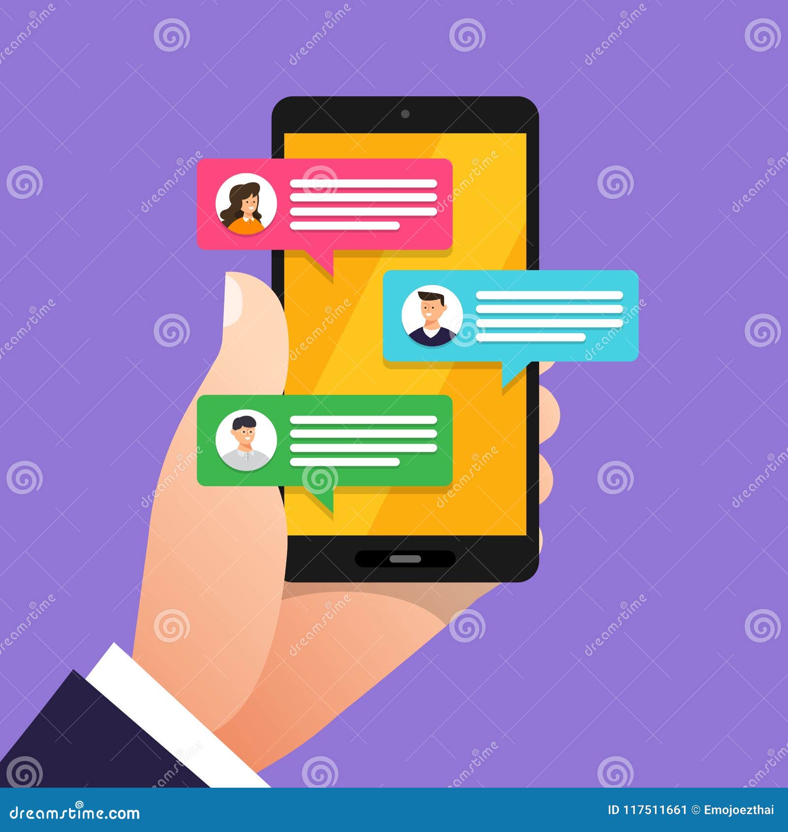 Flat Design Concept Message and Chat. Present by Icon Text Message ...