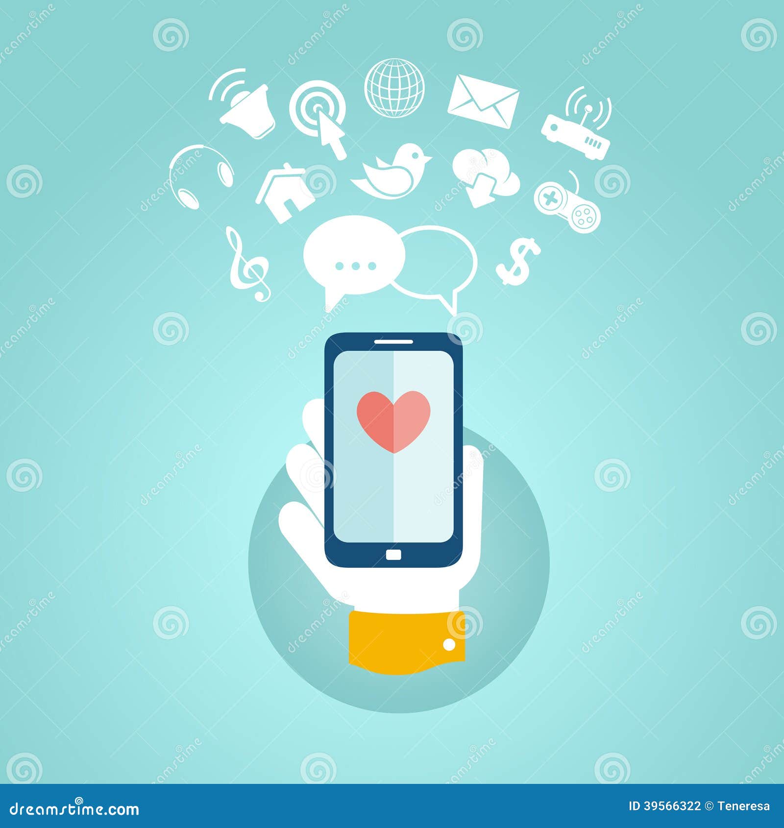 Flat Design Concept for Mobile Apps Stock Vector - Illustration of ...