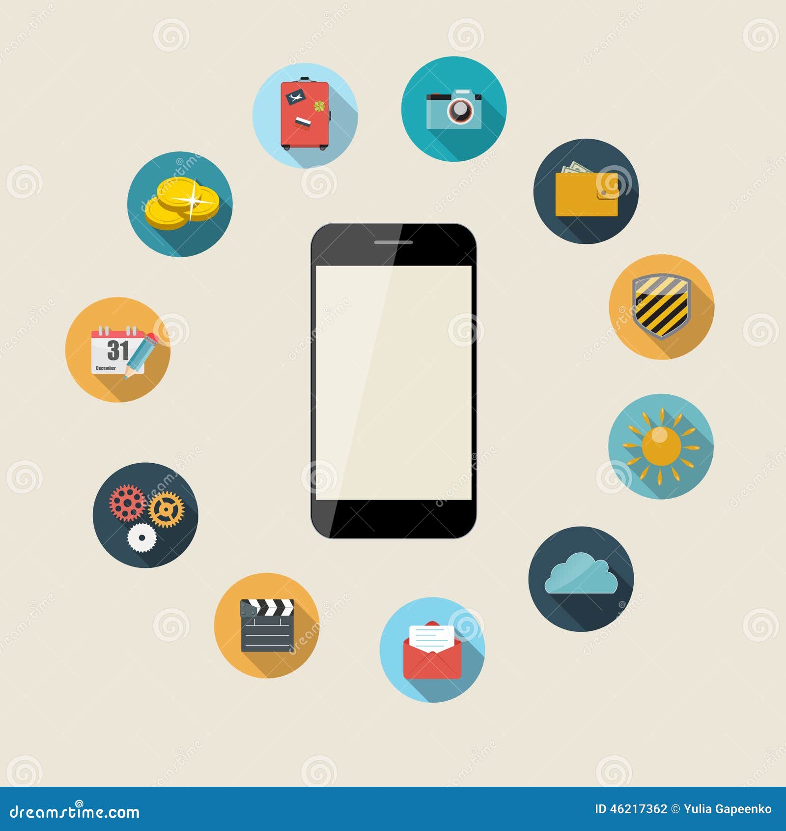 Flat Design Concept Mobile Phone Apps Vector Stock Vector ...