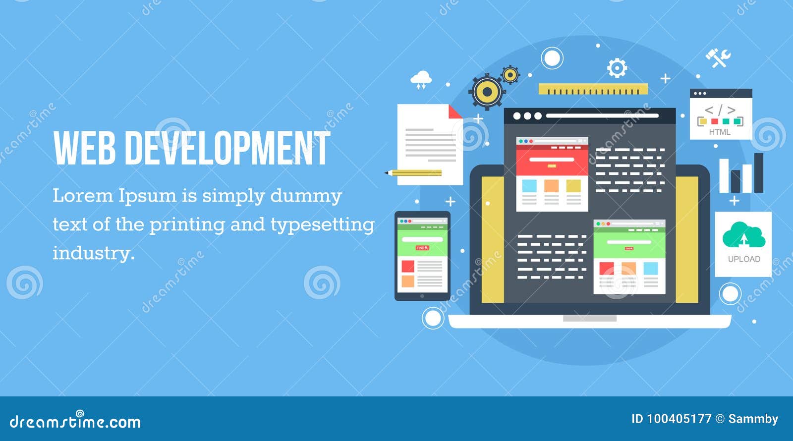 Web Development Concept. Flat Web Banner. Stock Vector - Illustration ... Web Development Concept. Flat Web Banner. Stock Vector - Illustration ...