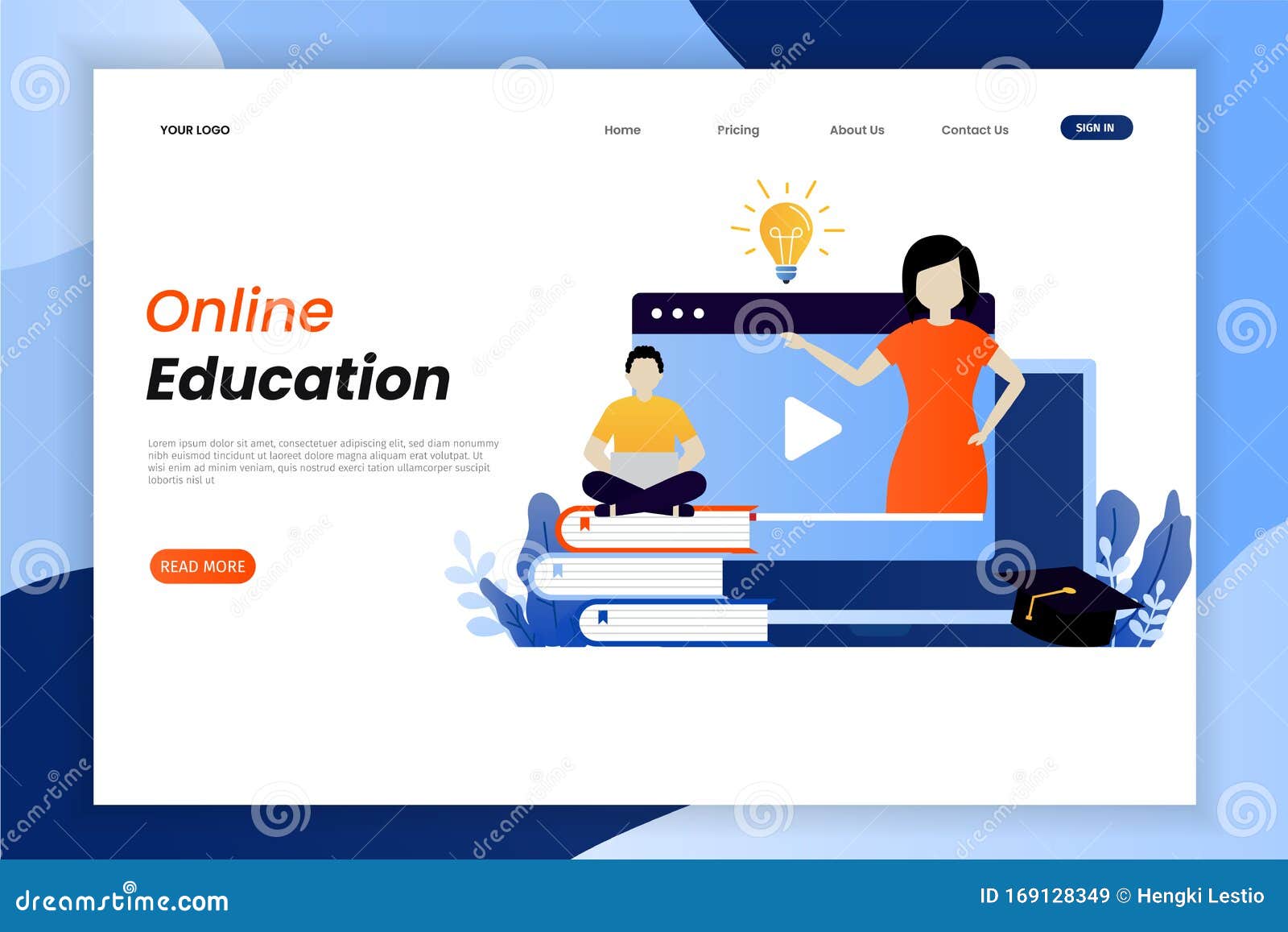 Flat Design Concept of Online Education and E-learning for Banner and ...