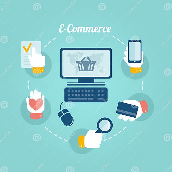 Flat Design Concept of Online Shop Stock Vector - Illustration of ...