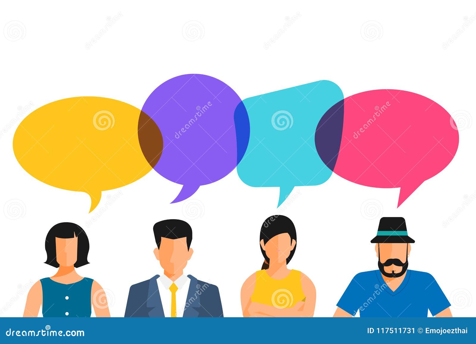 Flat Design Concept Peoples Talk with Balloon Message Bubble. Vector ...