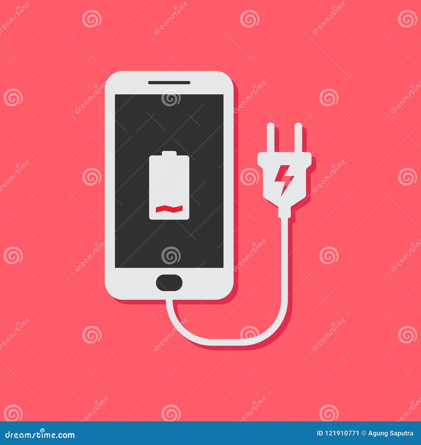 Flat Design Concept for Recharge the Mobile Phone Battery Stock Vector ...