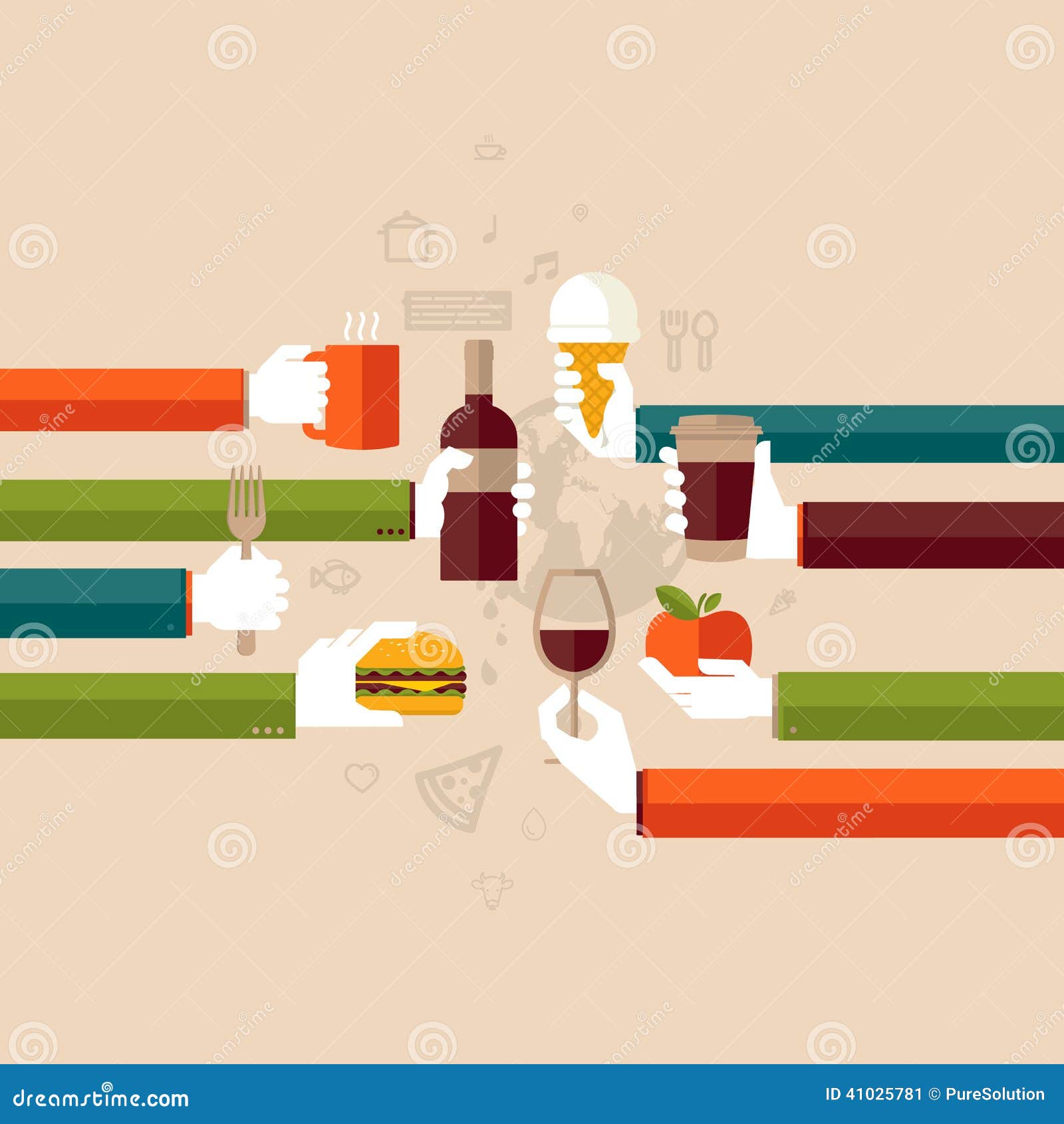 Flat Design Concept for Restaurant Stock Vector - Illustration of fast ...