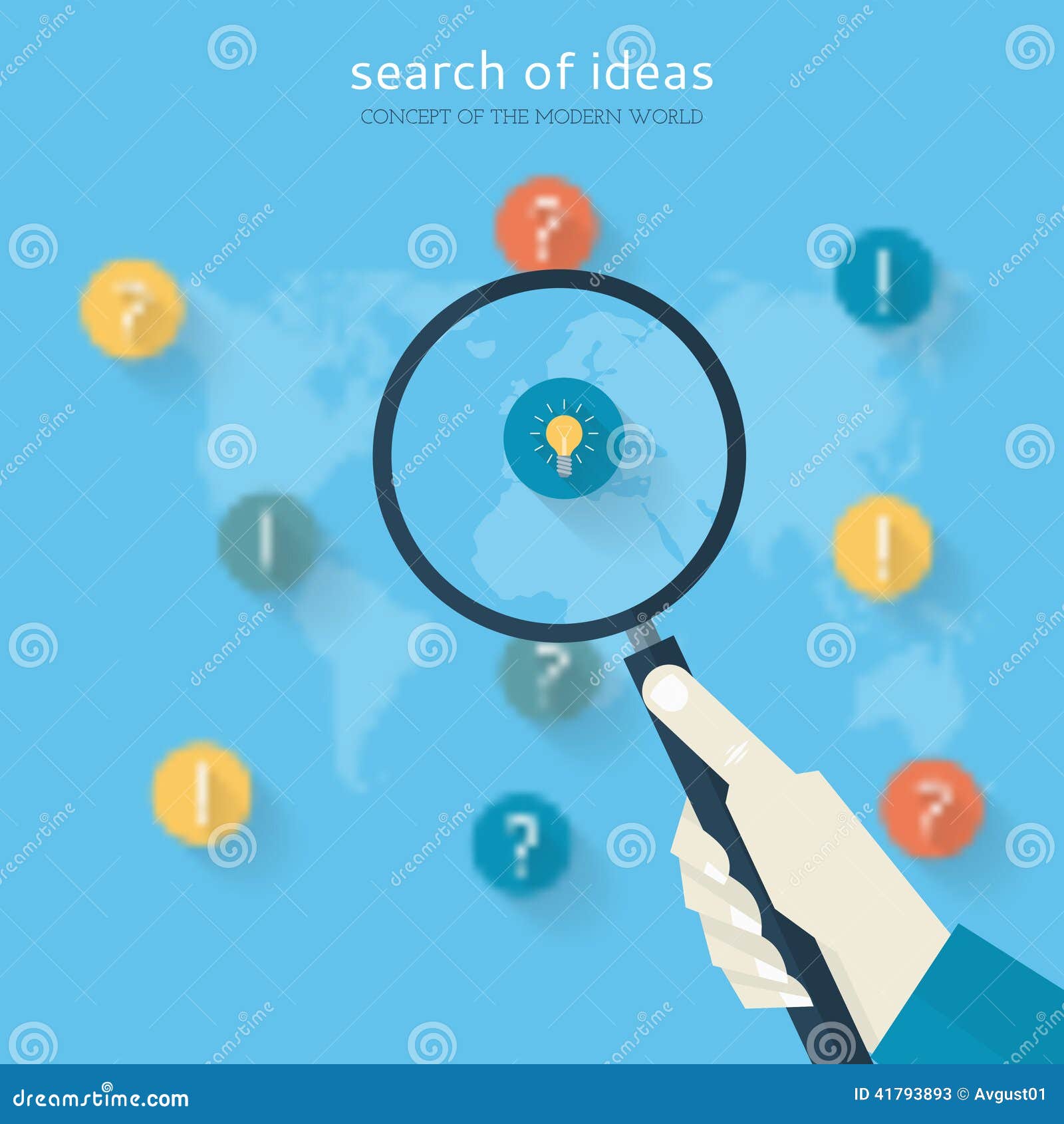 Flat Design Concept of Search of Ideas Stock Vector - Illustration of ...