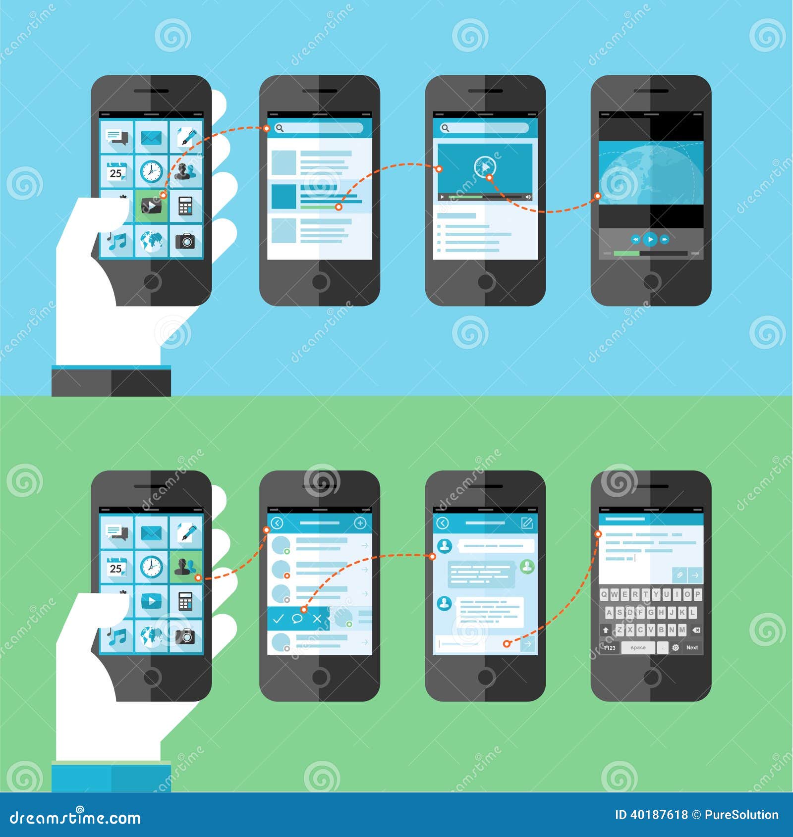 Flat Design Concept for Smart Phone Services and a Stock Vector ...