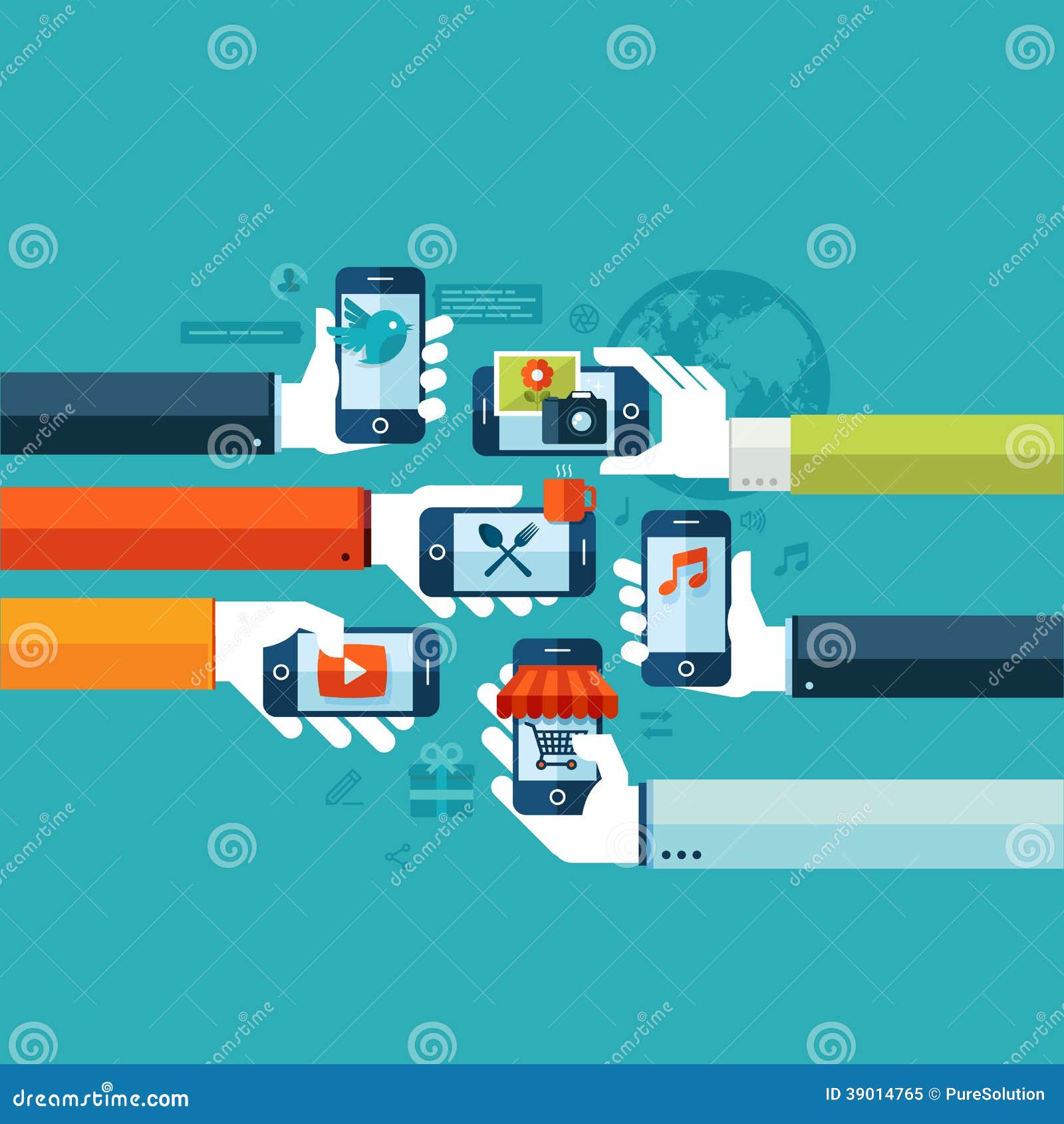 Flat Design Concept for Smartphone Services Stock Vector - Illustration ...