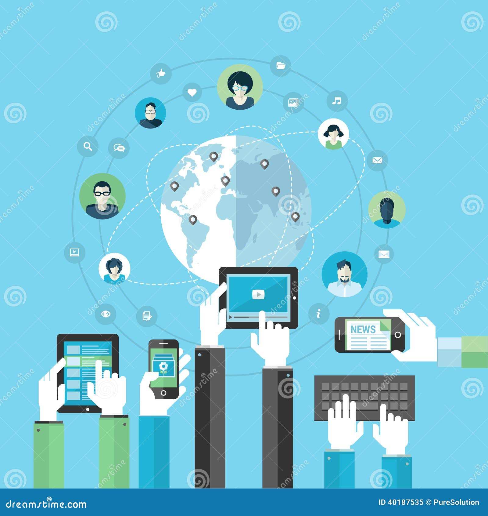 Flat Design Concept for Social Network Stock Vector - Illustration of ... Flat Design Concept for Social Network Stock Vector - Illustration of ...