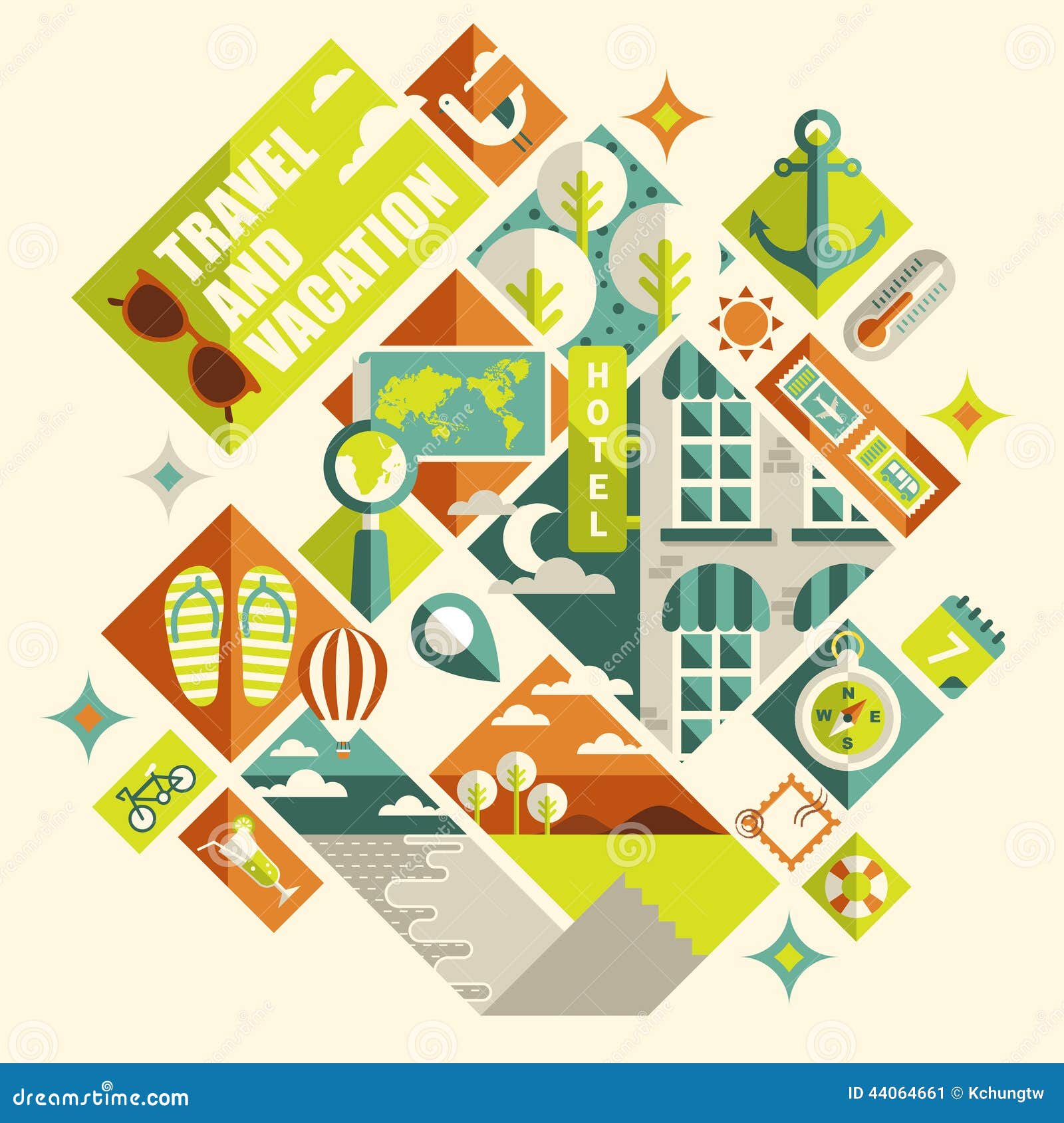 Flat Design Concept for Travel and Vacation Stock Vector - Illustration ...