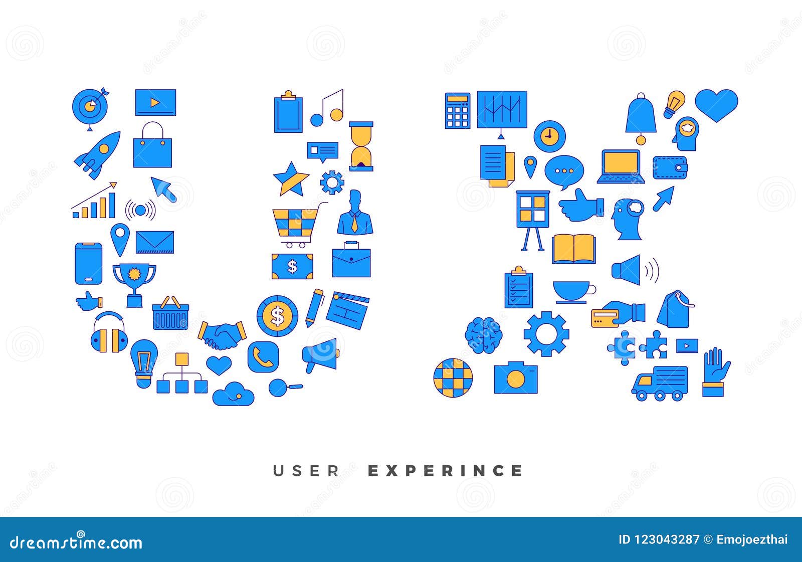 Icons Combination To UX / UI Stock Vector - Illustration of technology ...