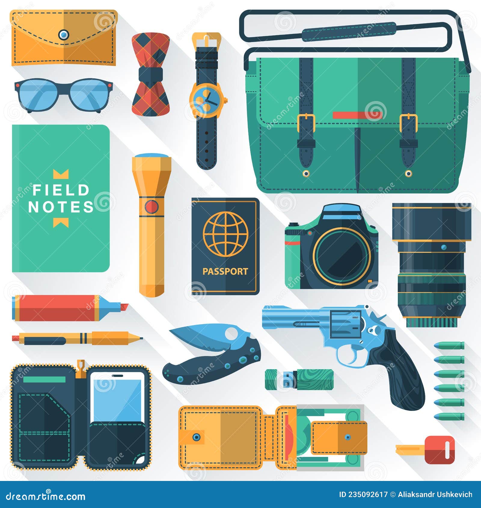Every Day Carry and Outfit Accessories Stock Vector - Illustration of ...