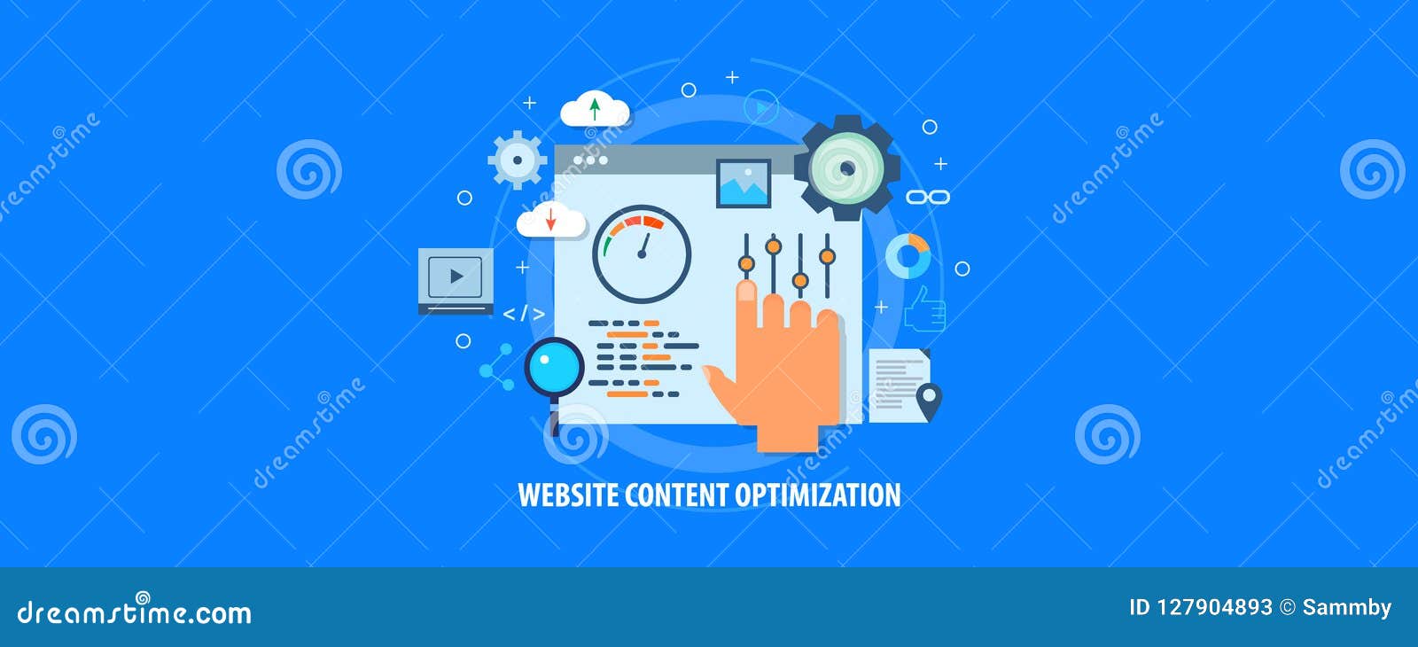Flat Design Concept of Website Content Optimization, Seo, Digital ...