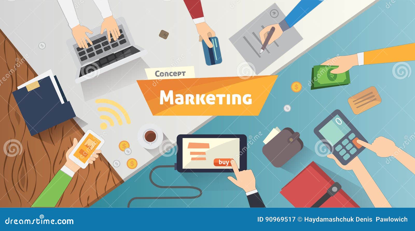 Flat Design Concepts for Content Marketing, Finding Target of Market ...