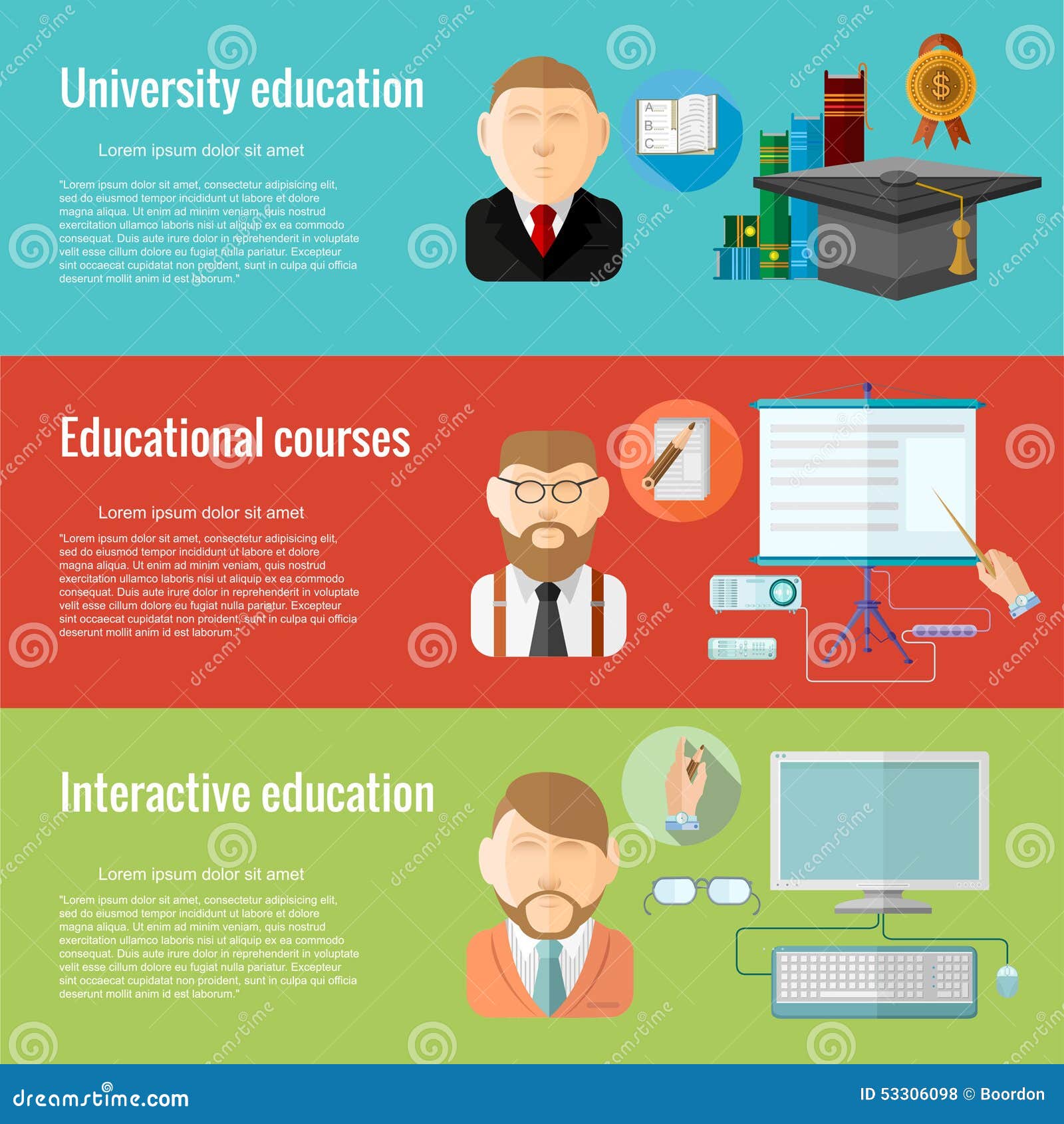 Flat Design Concepts for Defferent Education University Education ...