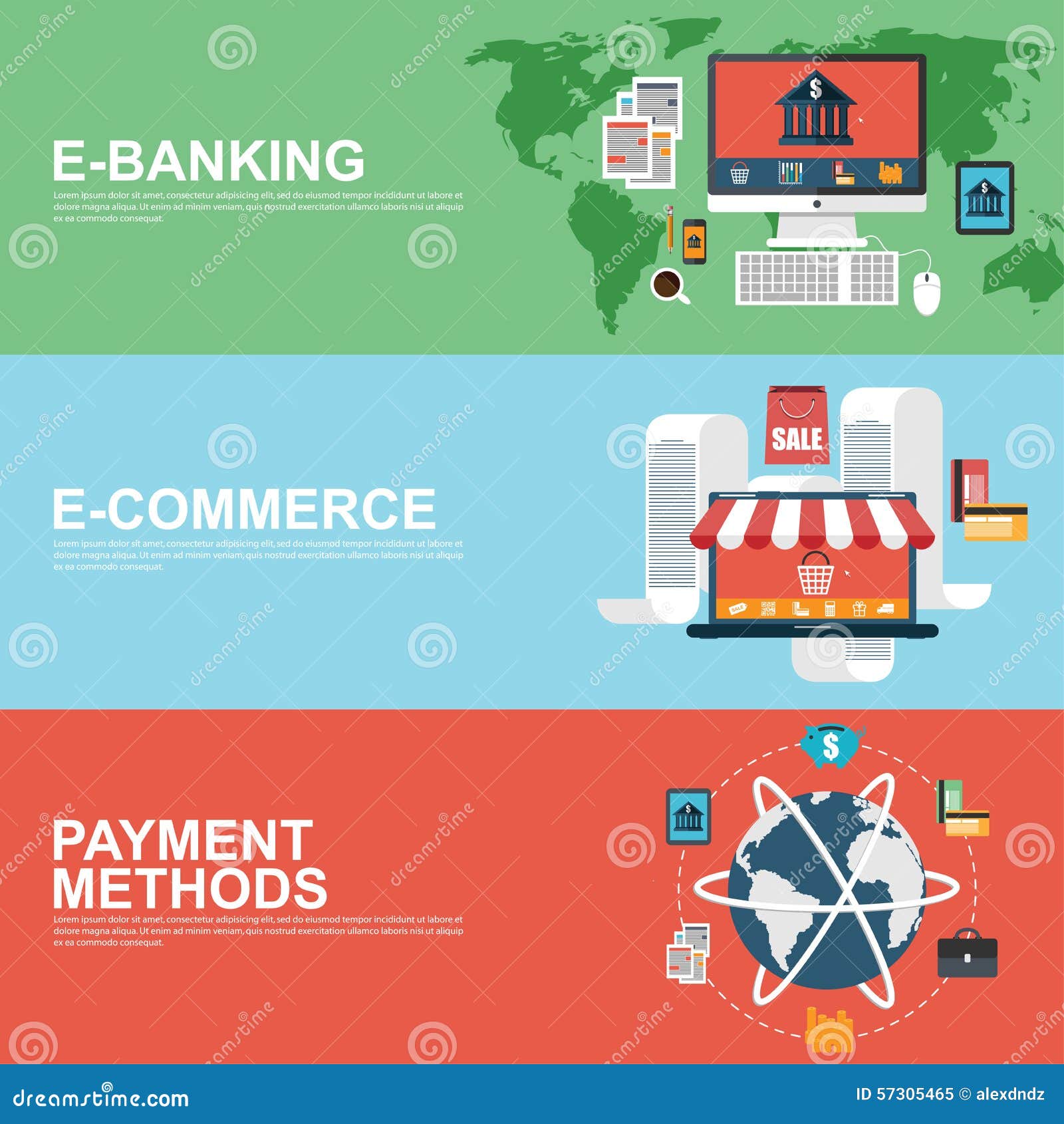 Flat Design Concepts for E-commerce, E-banking Stock Vector ...