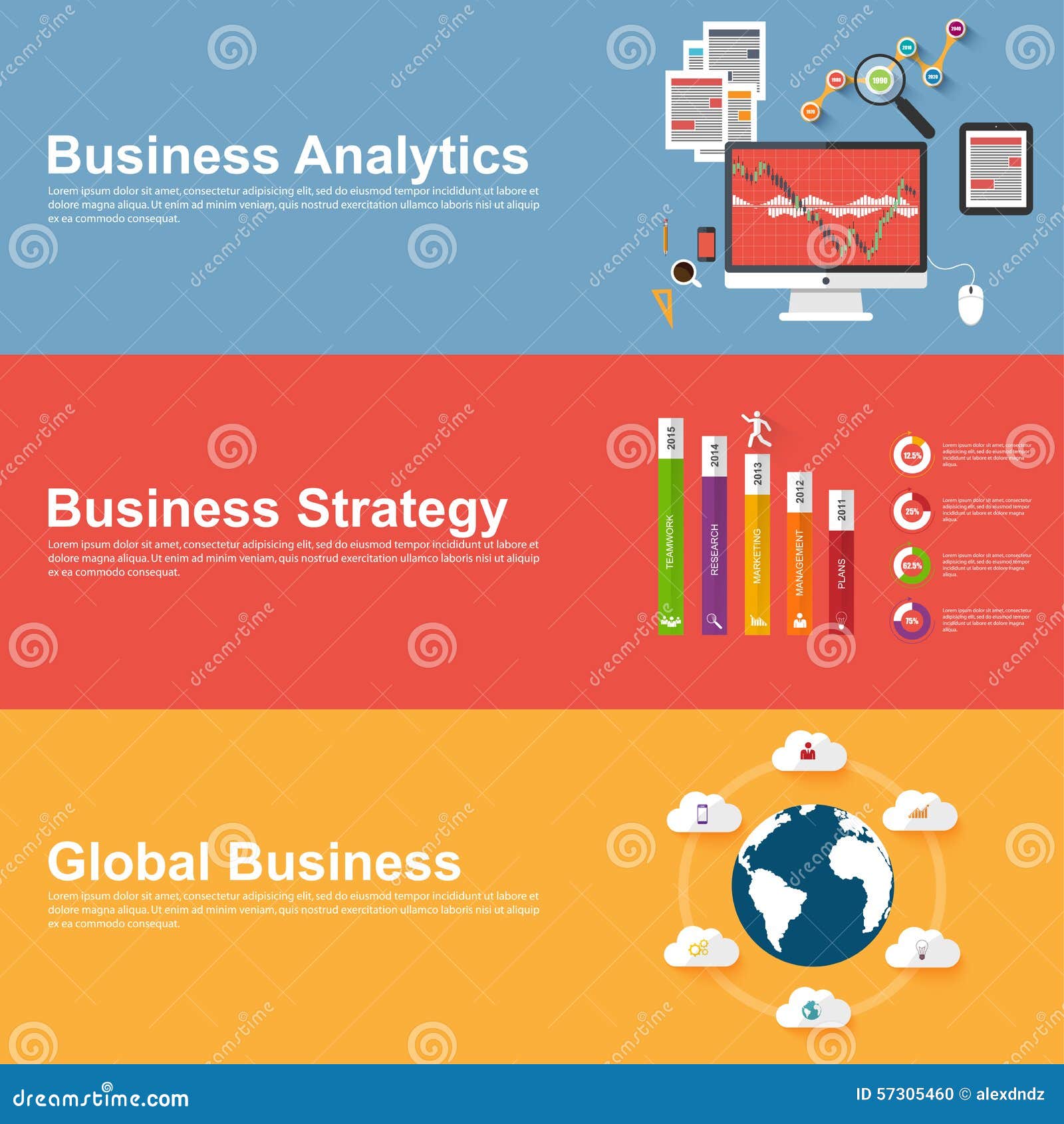 Flat Design Concepts of Global Business Stock Vector - Illustration of ...