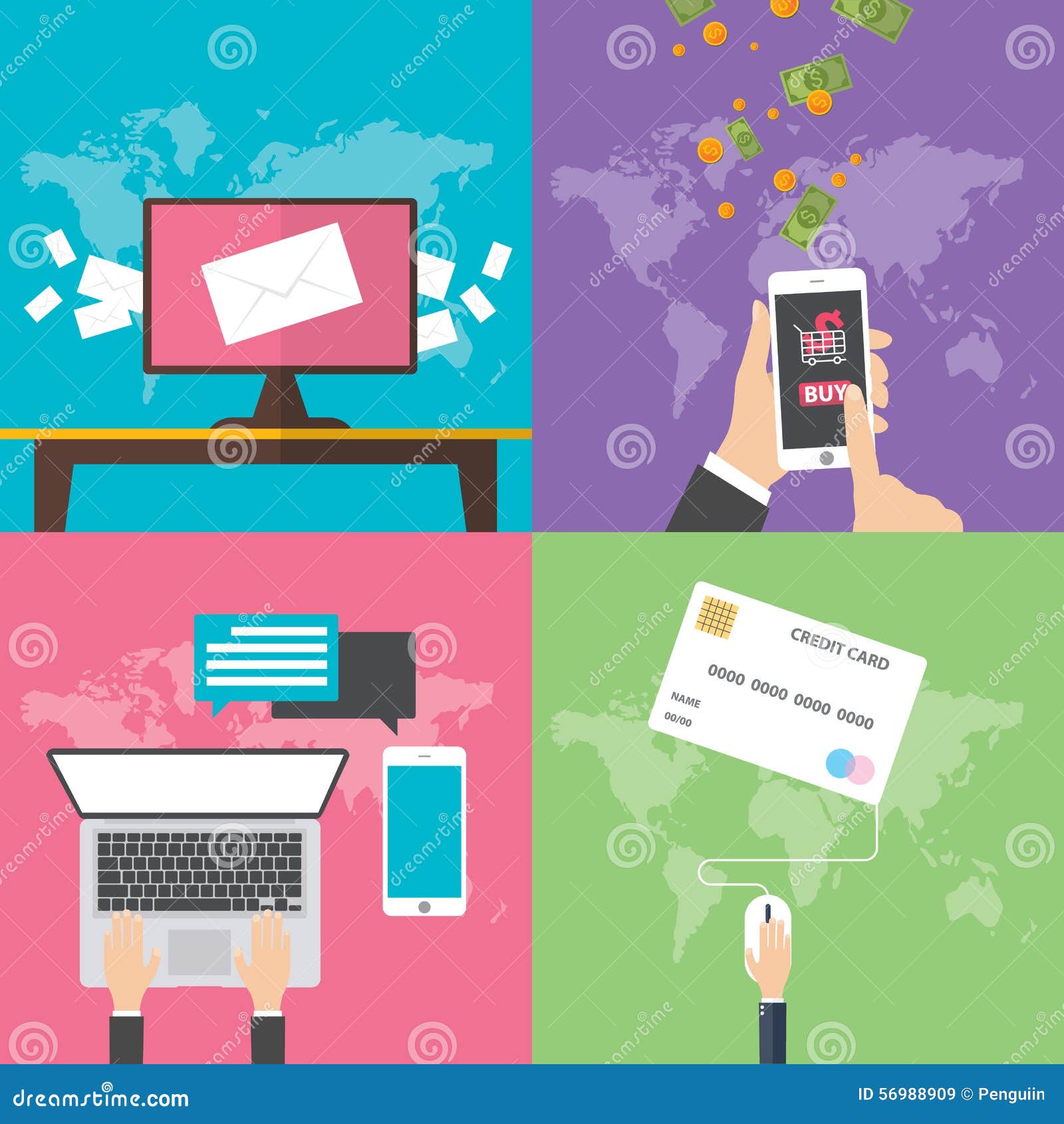Flat Design Concepts for Online Communication Stock Vector ...