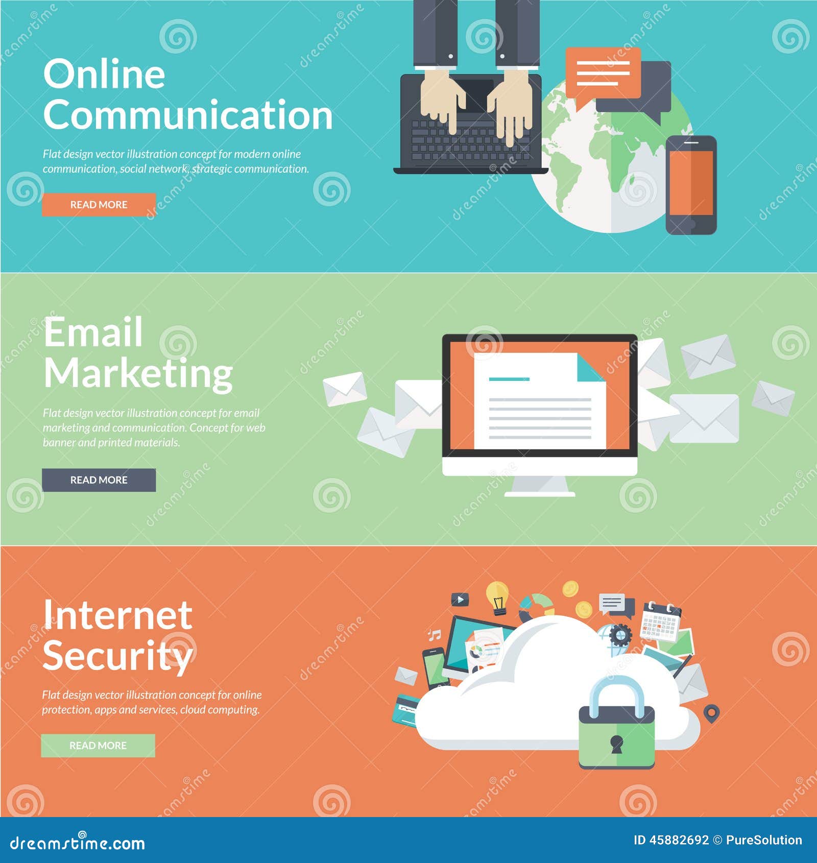 Flat Design Concepts for Online Communications Stock Vector ...