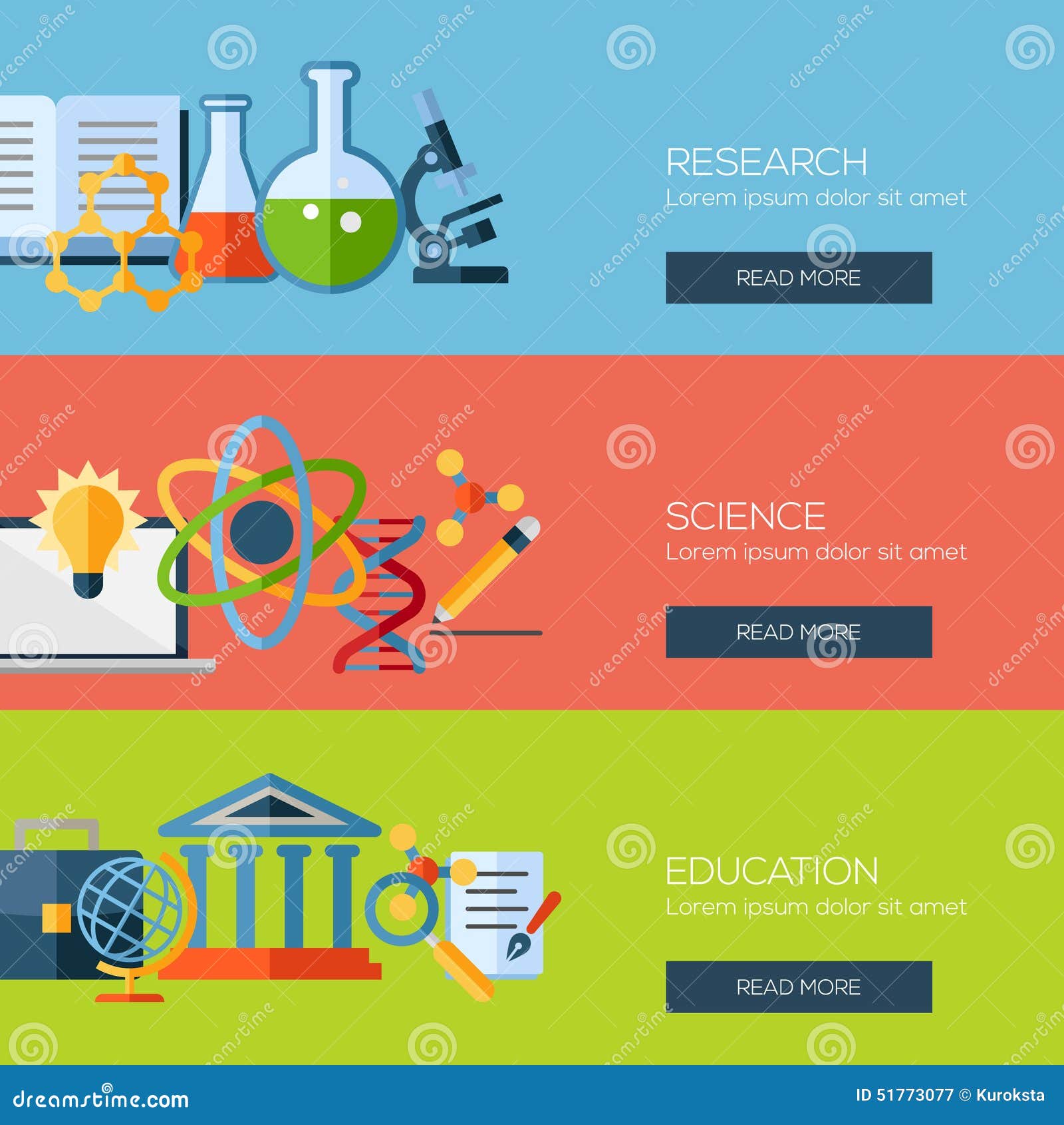 Flat Design Concepts for Research, Science Stock Vector - Illustration ...