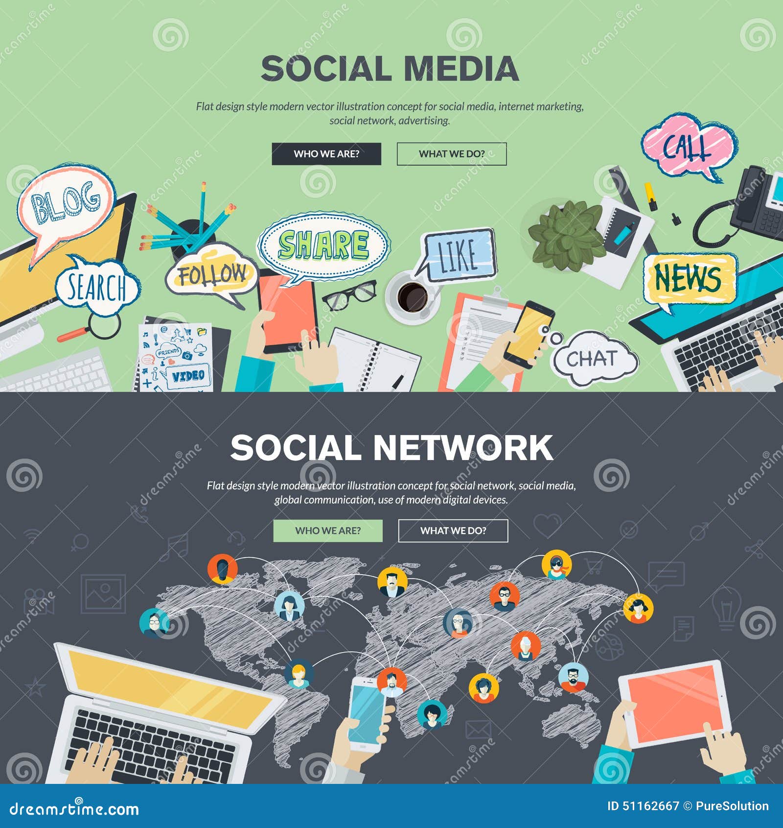 Flat Design Concepts for Social Media and Social Network Stock Vector ... Flat Design Concepts for Social Media and Social Network Stock Vector ...