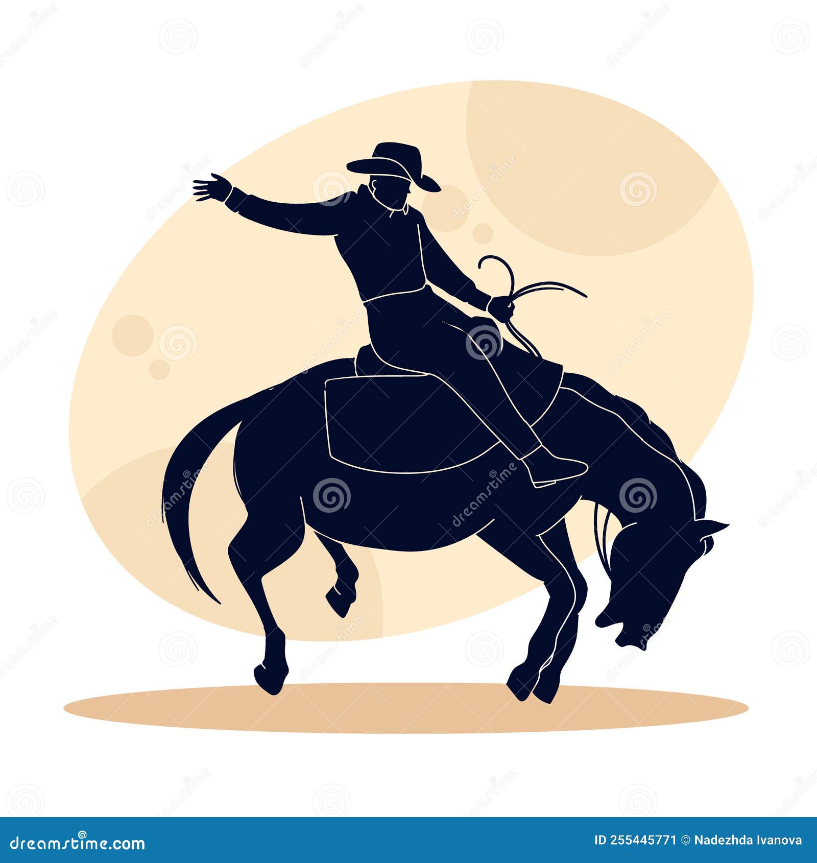 Flat Design Cowboy Silhouette Vector Illustration. Stock Vector ...