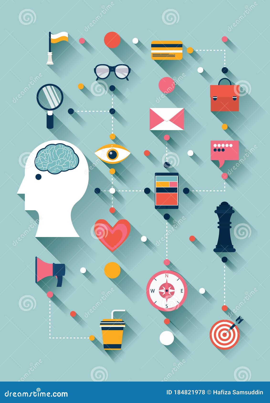 Flat Design of Creative Thinking Icons. Vector Illustration Decorative ...