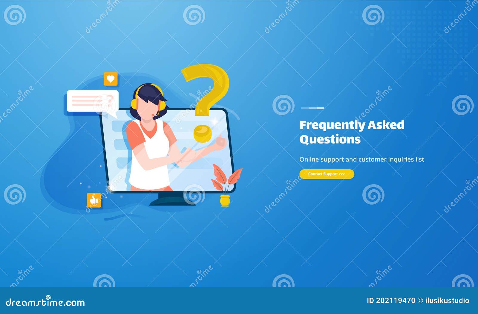 Customer Service Character for FAQ Illustration Concept Stock Vector ...