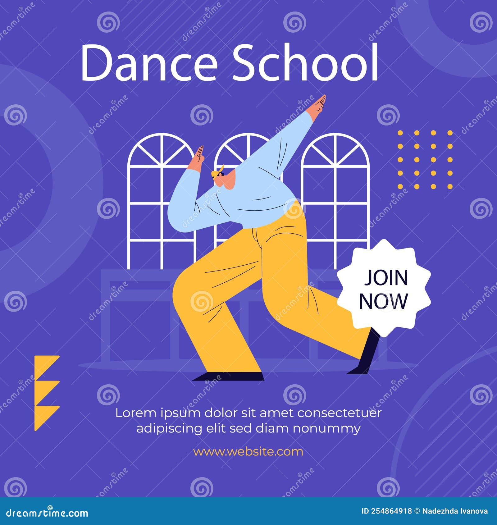 Flat Design Dance School Posts Vector Illustration Stock Vector ...