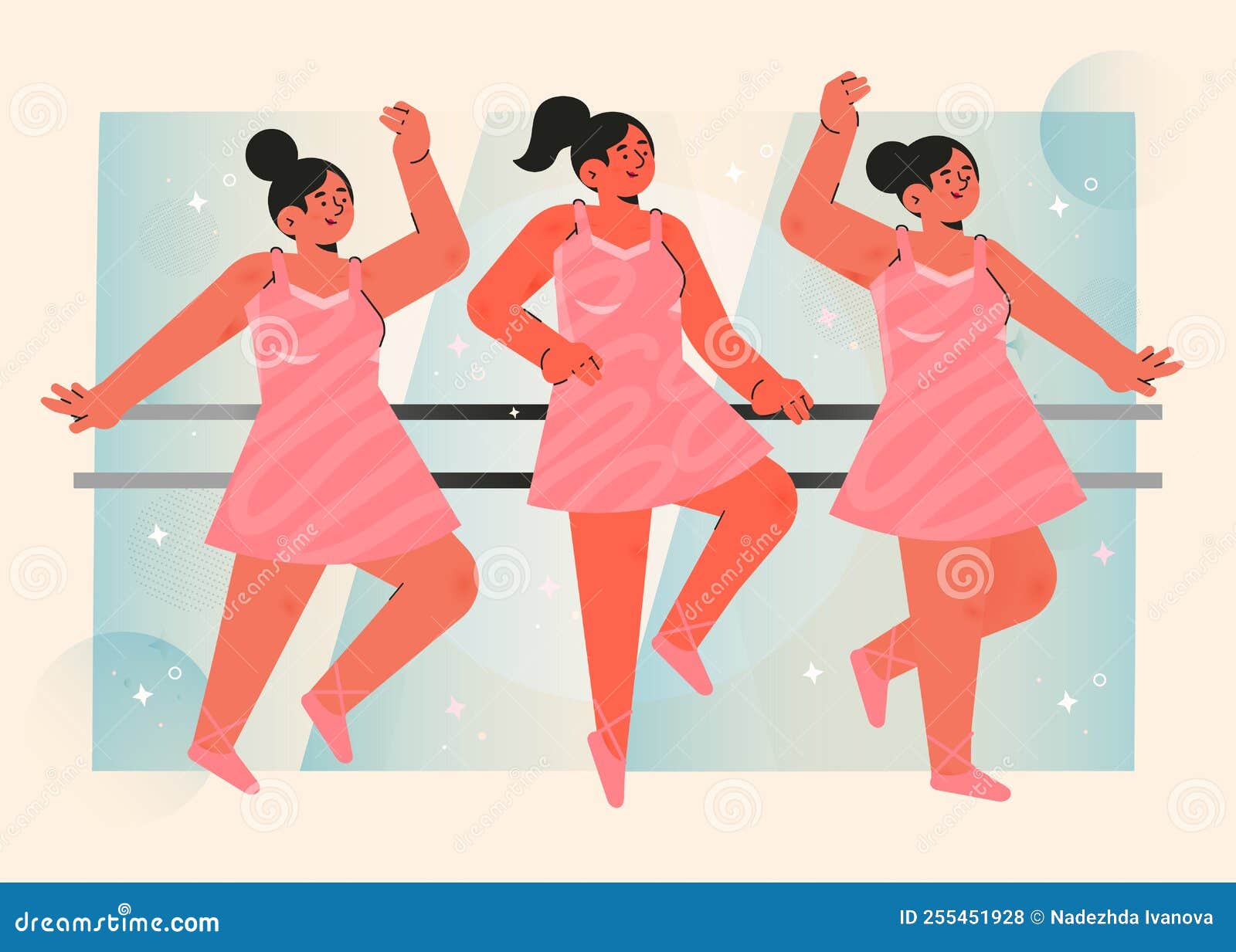 Flat Design Dance School Vector Illustration. Stock Vector ...