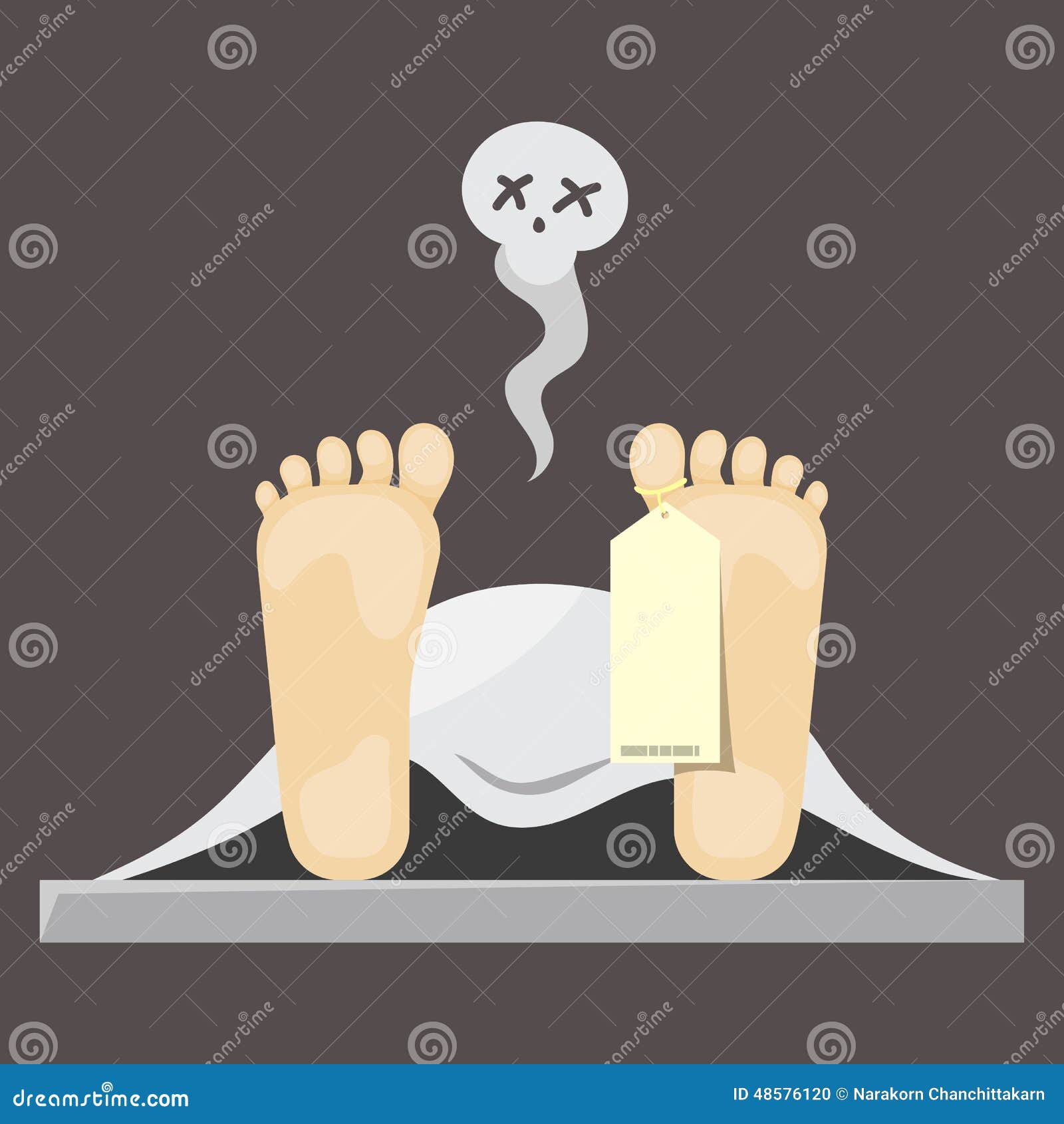 Flat Design of Dead Man Tag Stock Vector - Illustration of murder, foot ...
