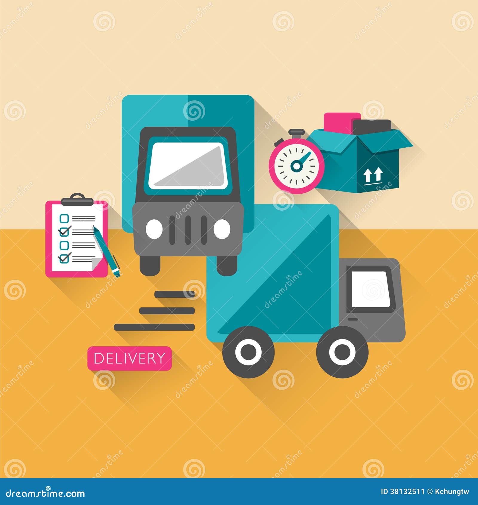 Flat Design Delivery Concept Icons Set Stock Vector - Illustration of ...