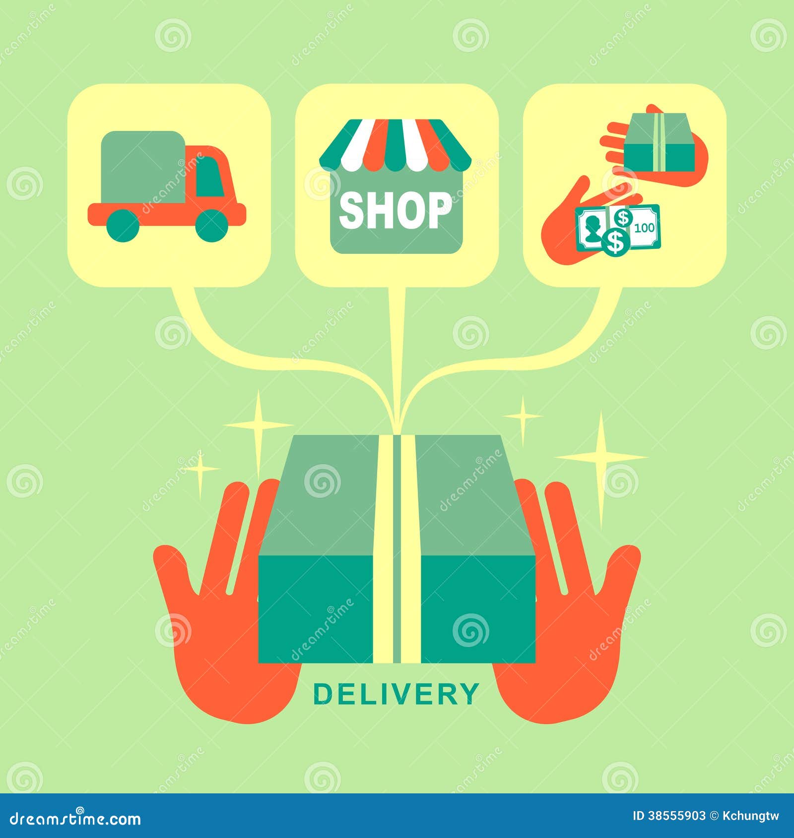 Flat Design Delivery Concept Icons Set Stock Vector - Illustration of ...