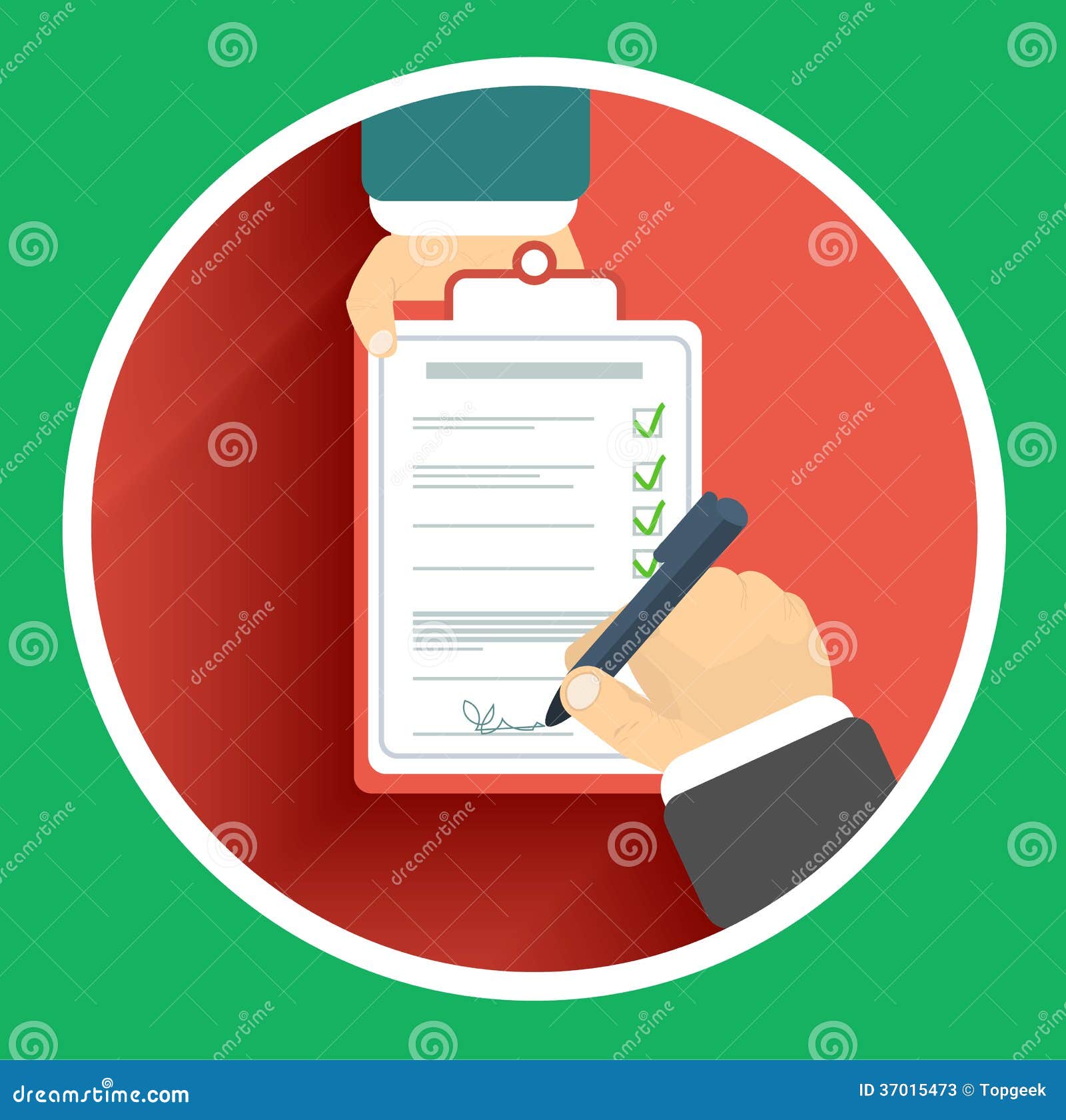 Flat Design Delivery Signature and Two Hand Stock Vector - Illustration ...