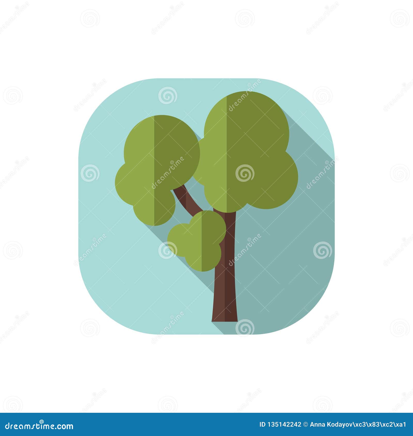 Flat Design a Dense Deciduous Tree. Stock Illustration - Illustration ...