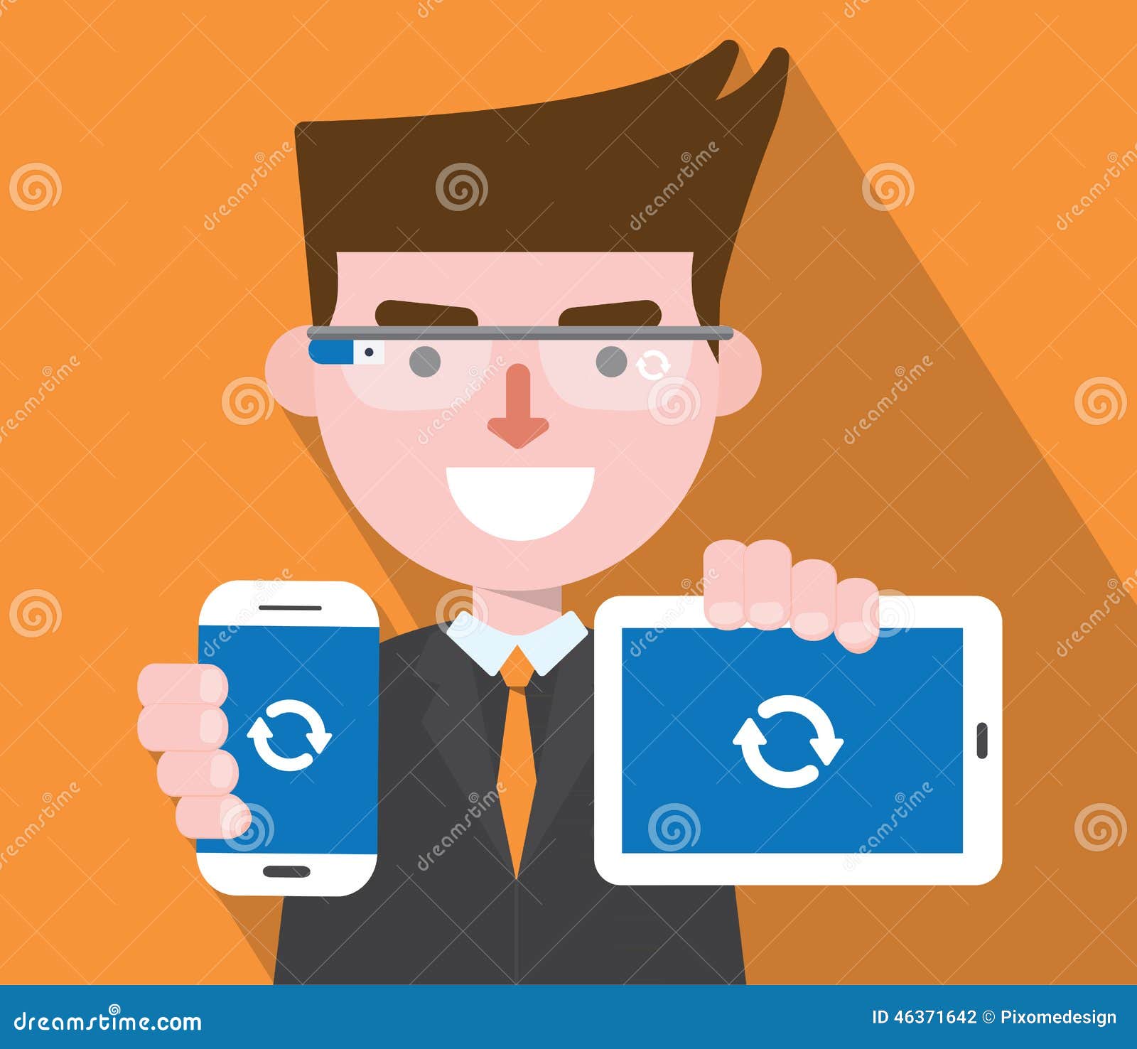 Flat Design, Digital Synchronization Concept Illustration Stock Vector ...