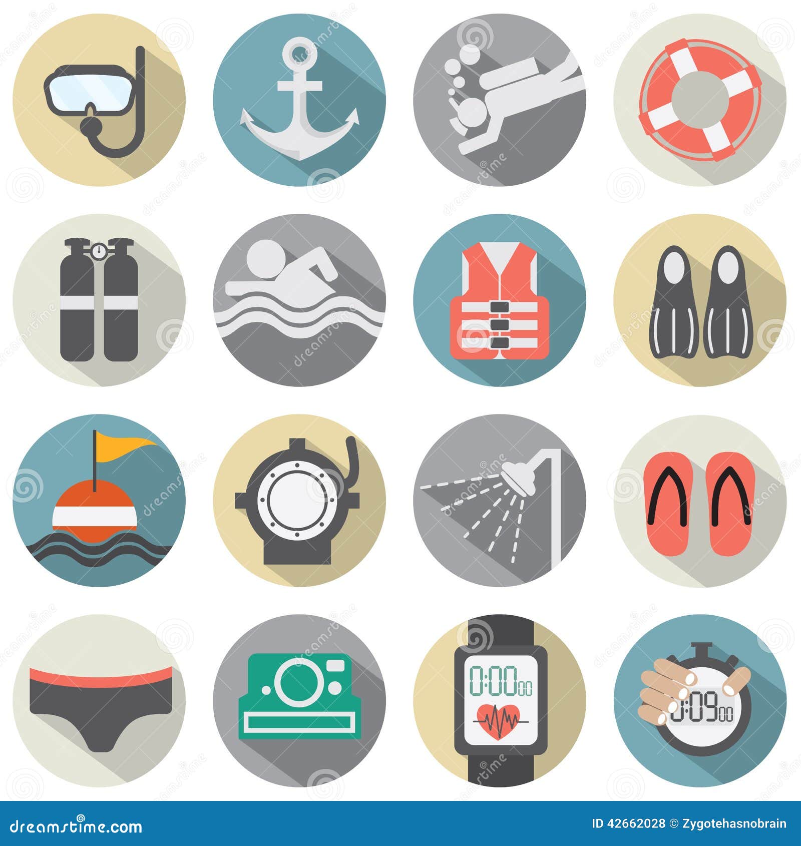 Flat Design Diving Icon Set Stock Vector - Illustration of monitor ...