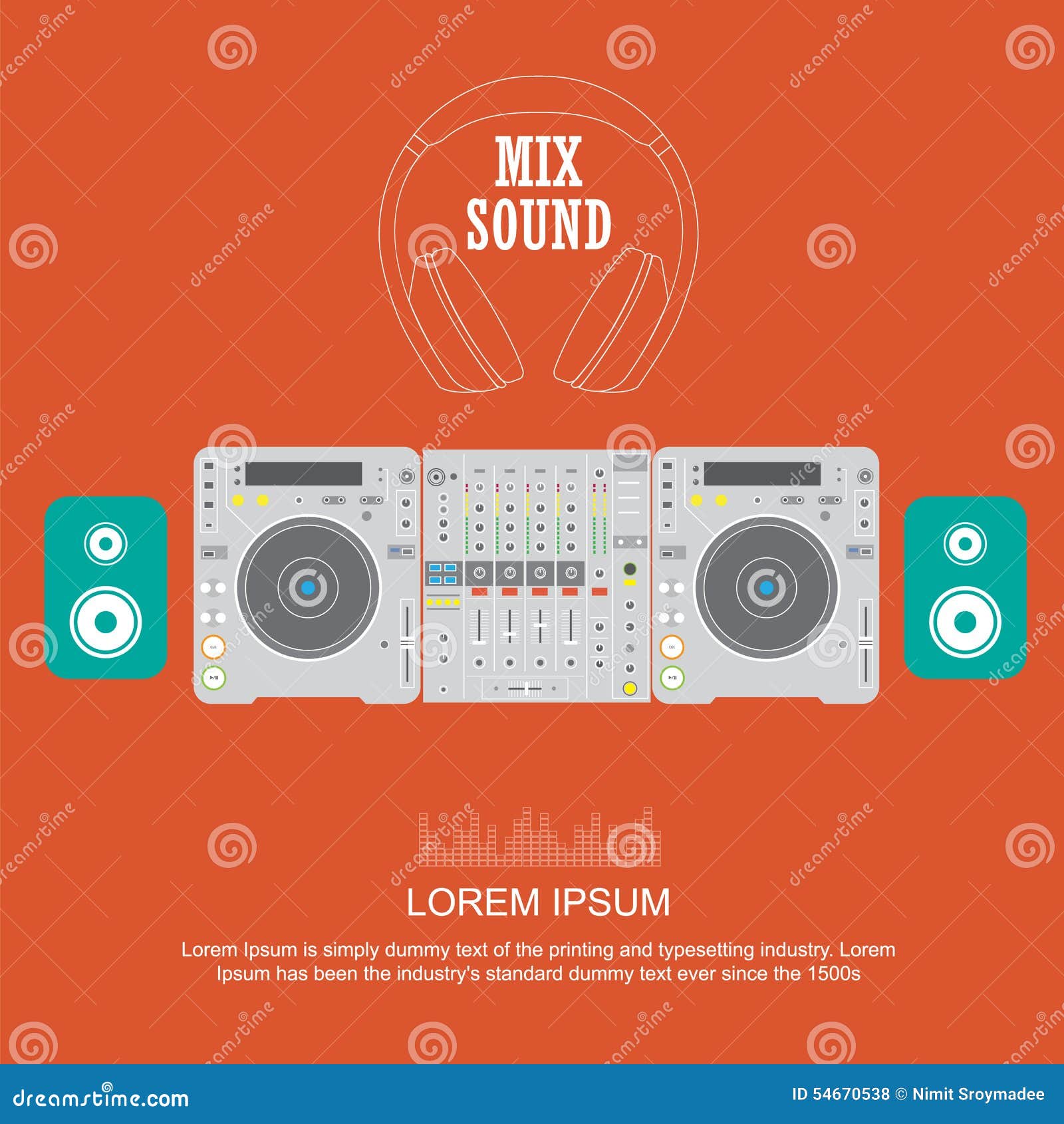 Flat Design Dj Mixer Sound Turntables Stock Vector - Illustration of ...