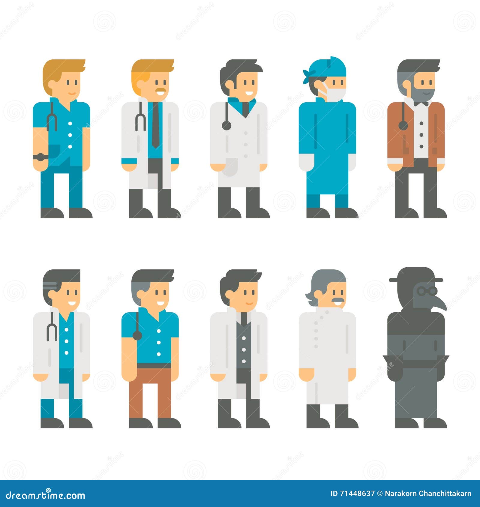 Flat Design Doctor Uniform Set Stock Vector - Illustration of white ...