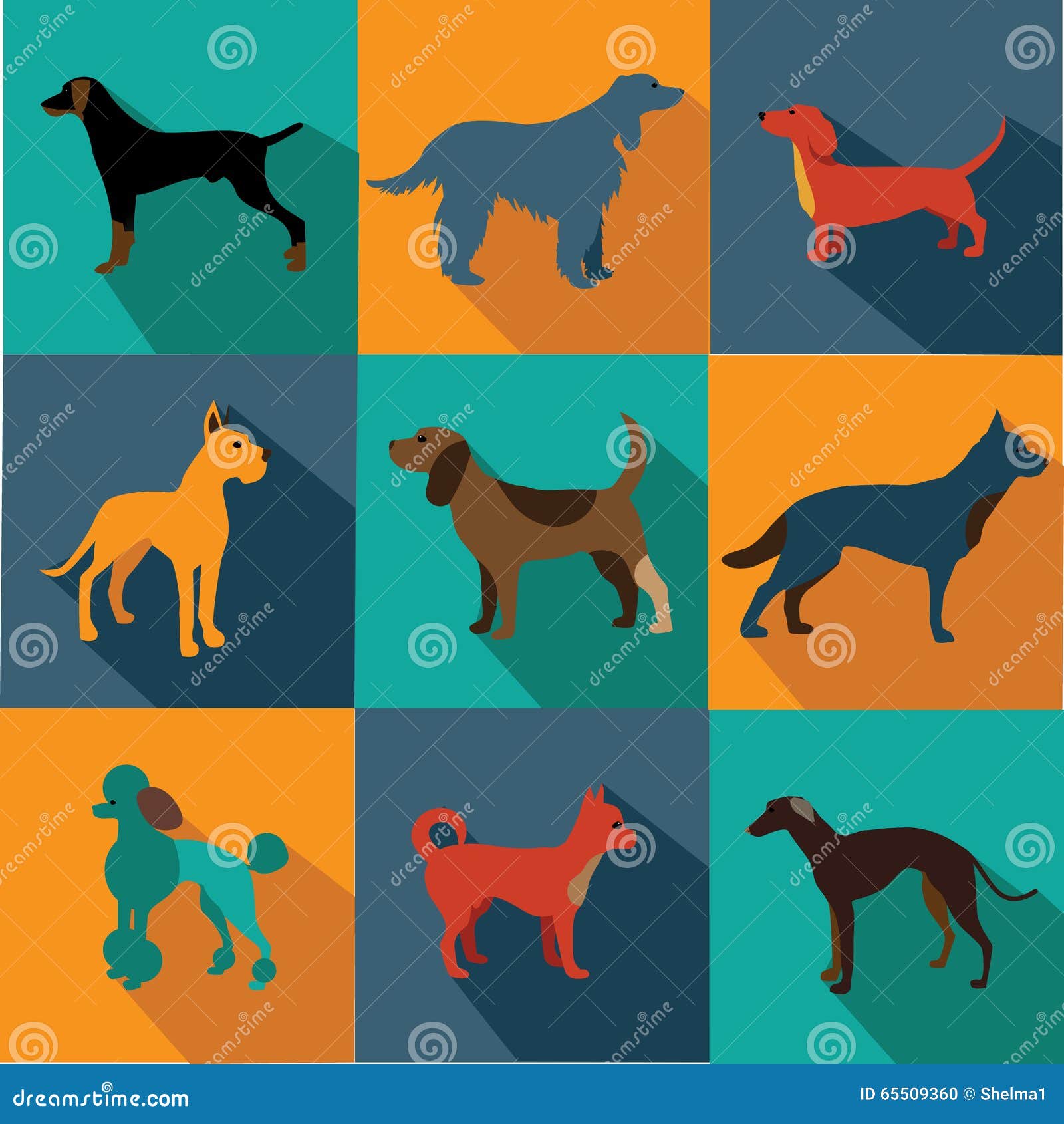 Flat design dog icon set stock vector. Illustration of group - 65509360