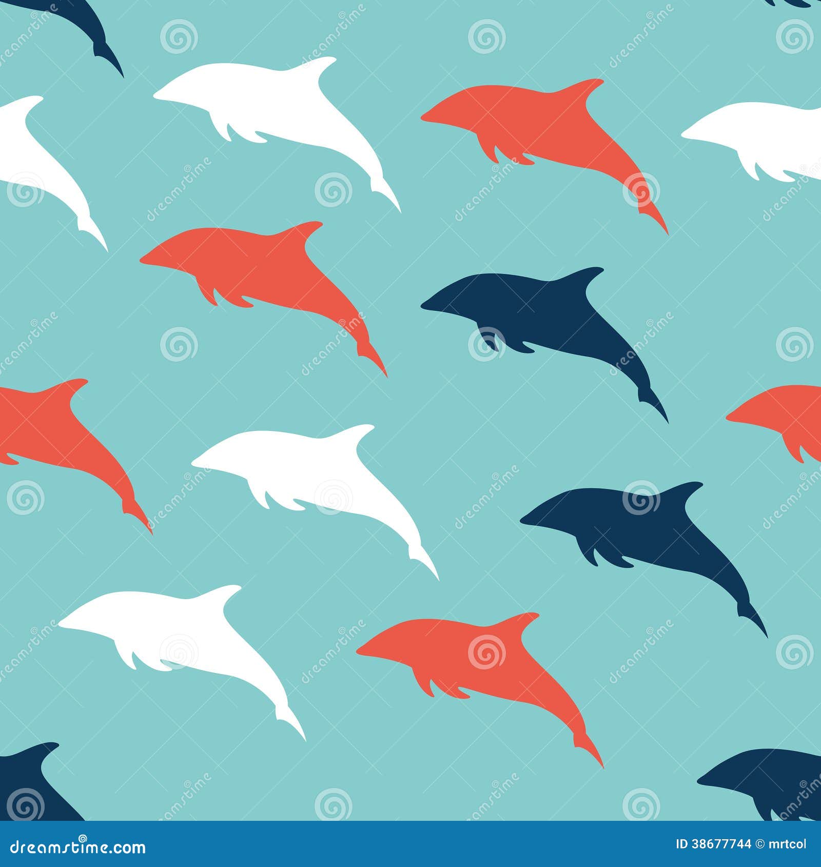 Flat Design Dolphin Pattern Stock Illustration - Illustration of ...