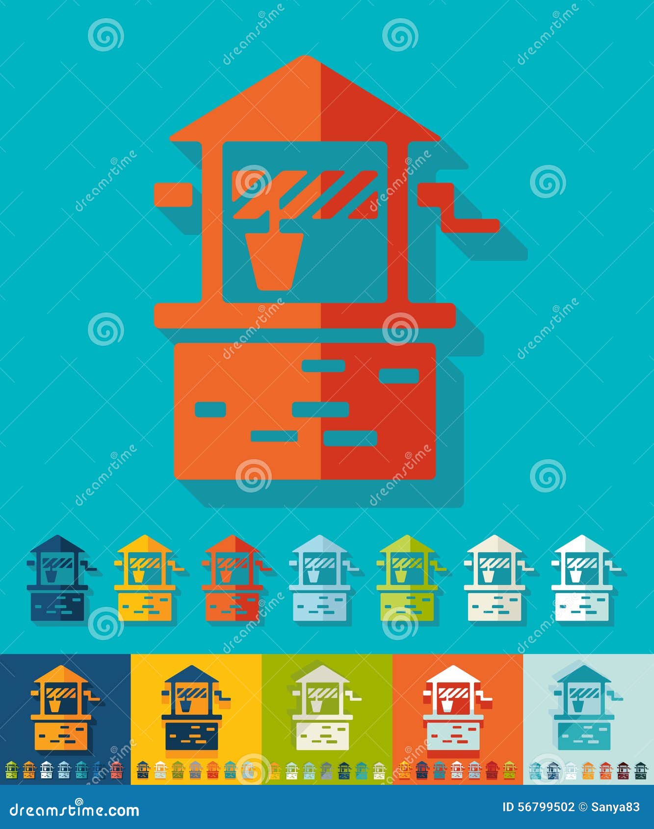 Flat design. draw-well stock vector. Illustration of farm - 56799502