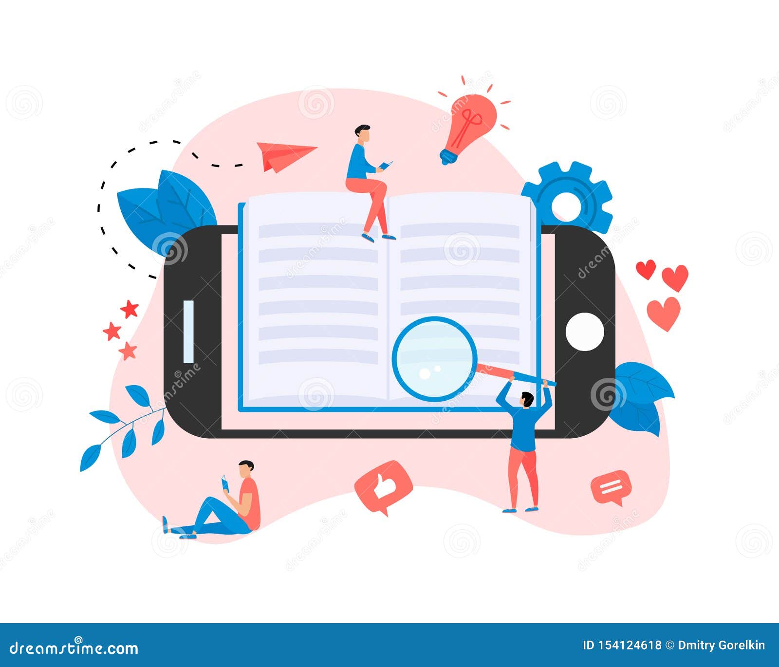 Flat Design Ebook Concept. Online Libraries and Books Stock Vector ...