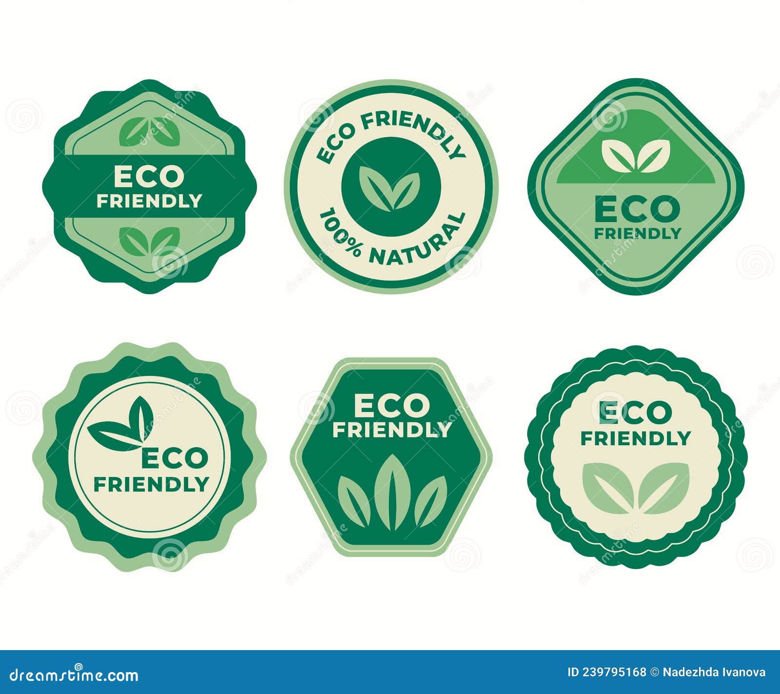 Flat Design Eco Friendly Labels Vector Illustration. Stock Vector ...