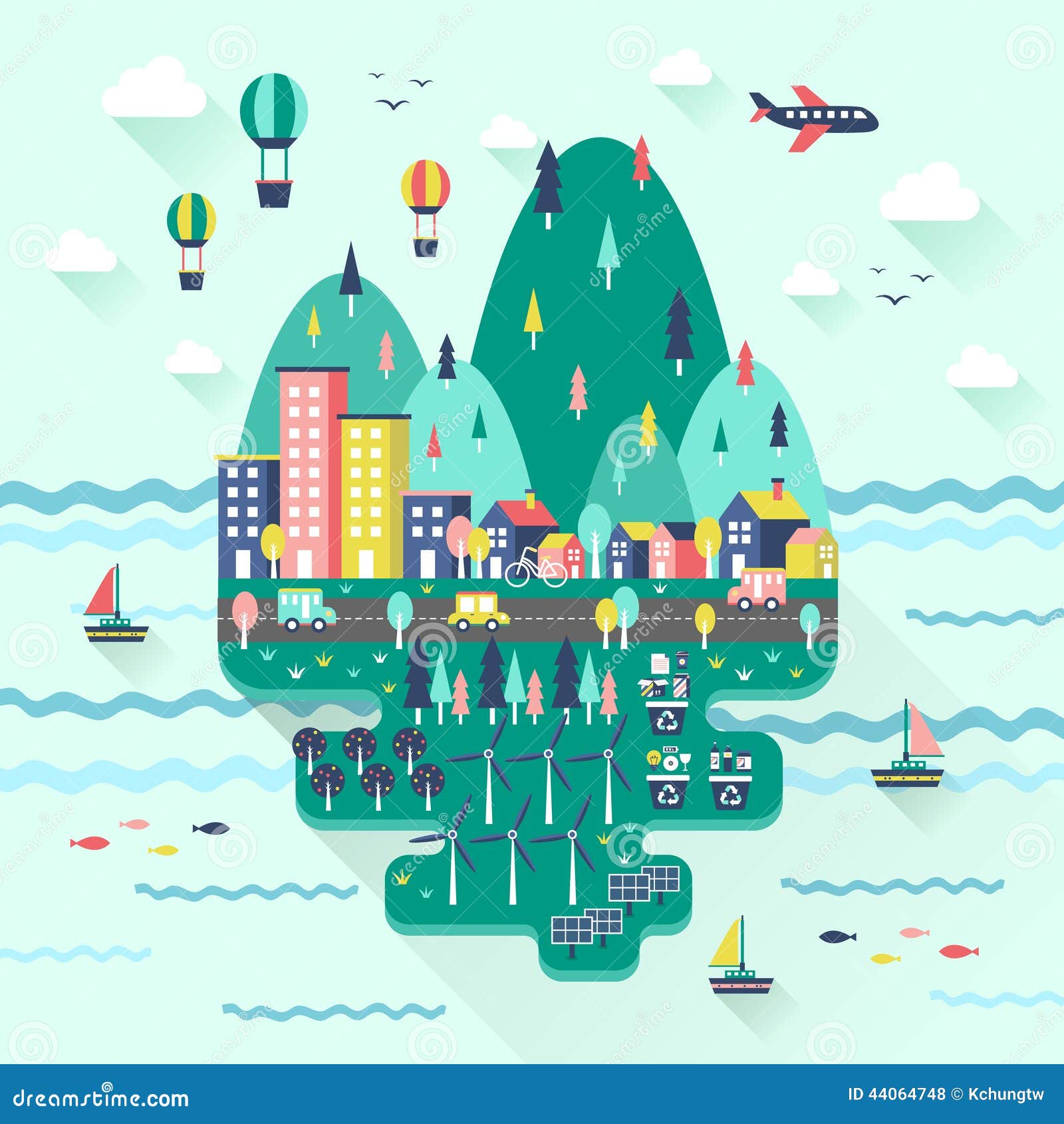 Flat Design for Ecology Concept Graphic Stock Vector - Illustration of ...